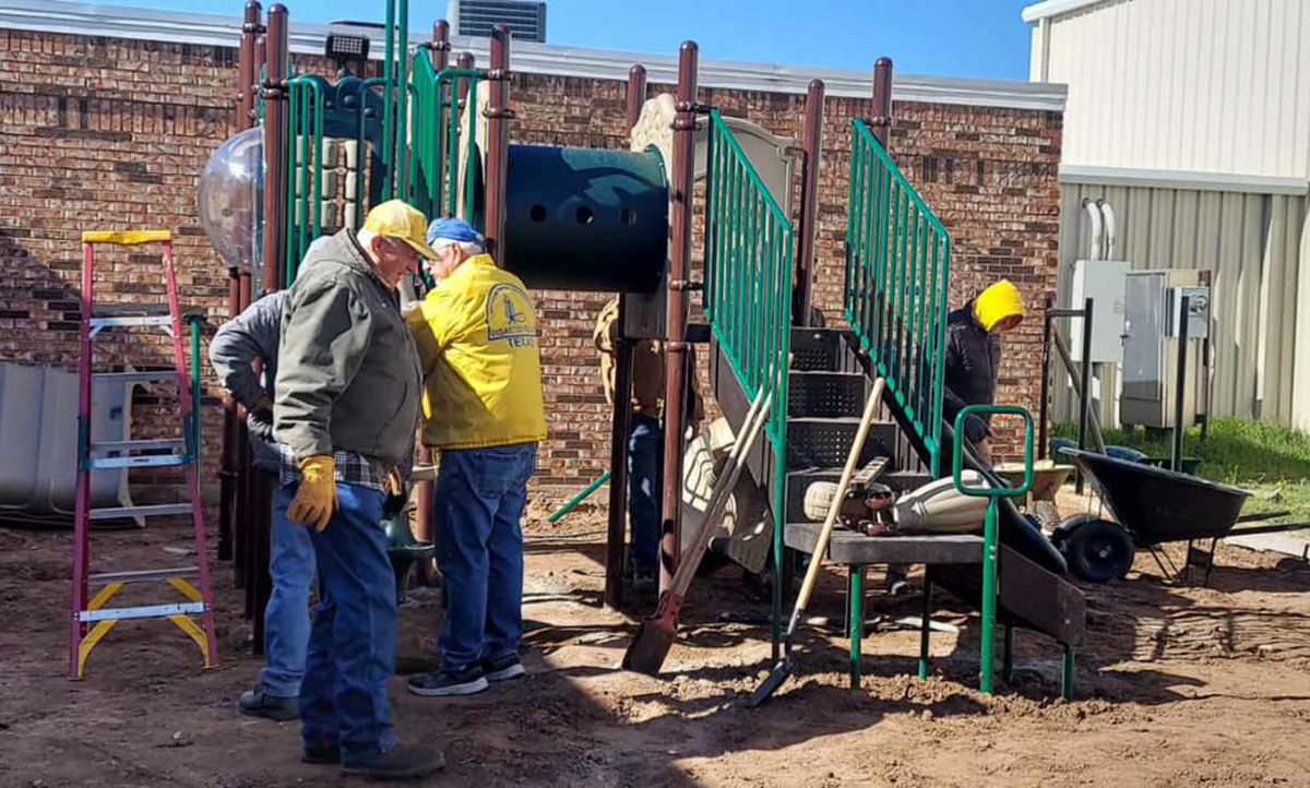 Texans on Mission build church playground in Fritch