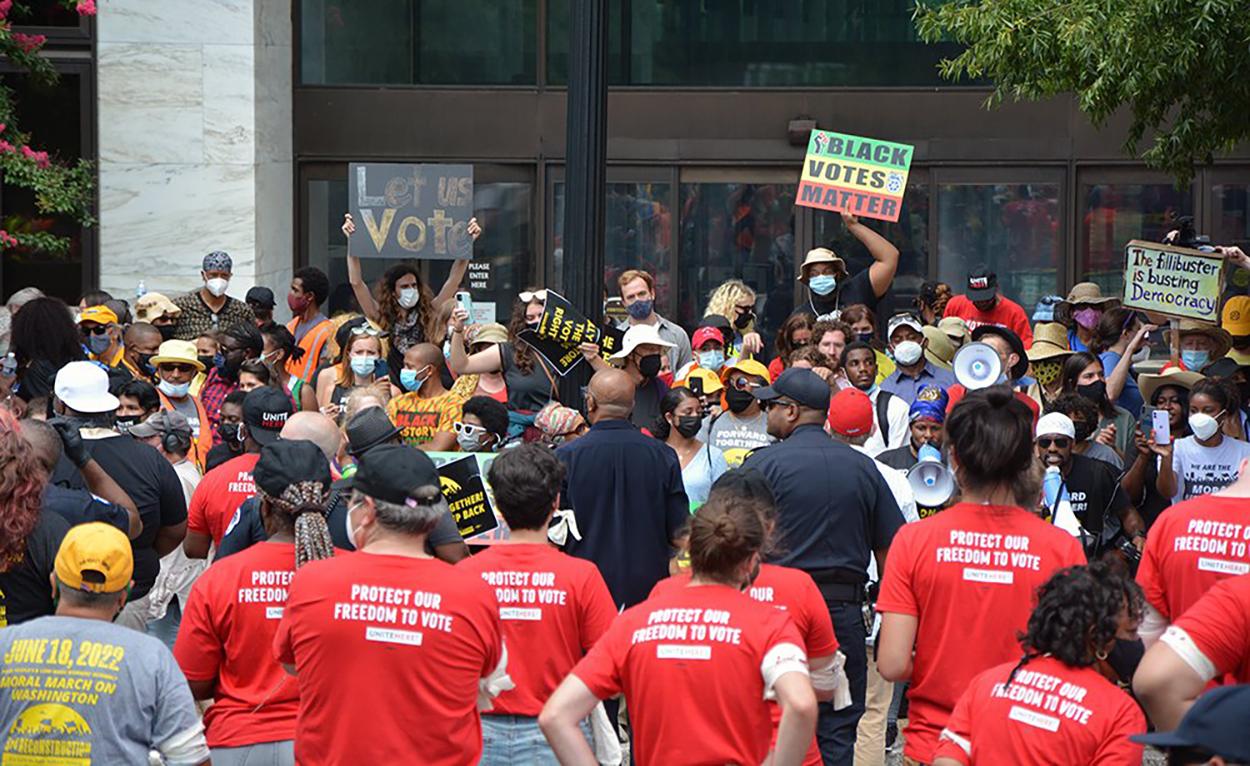 Hundreds arrested at Capitol protest for voting rights